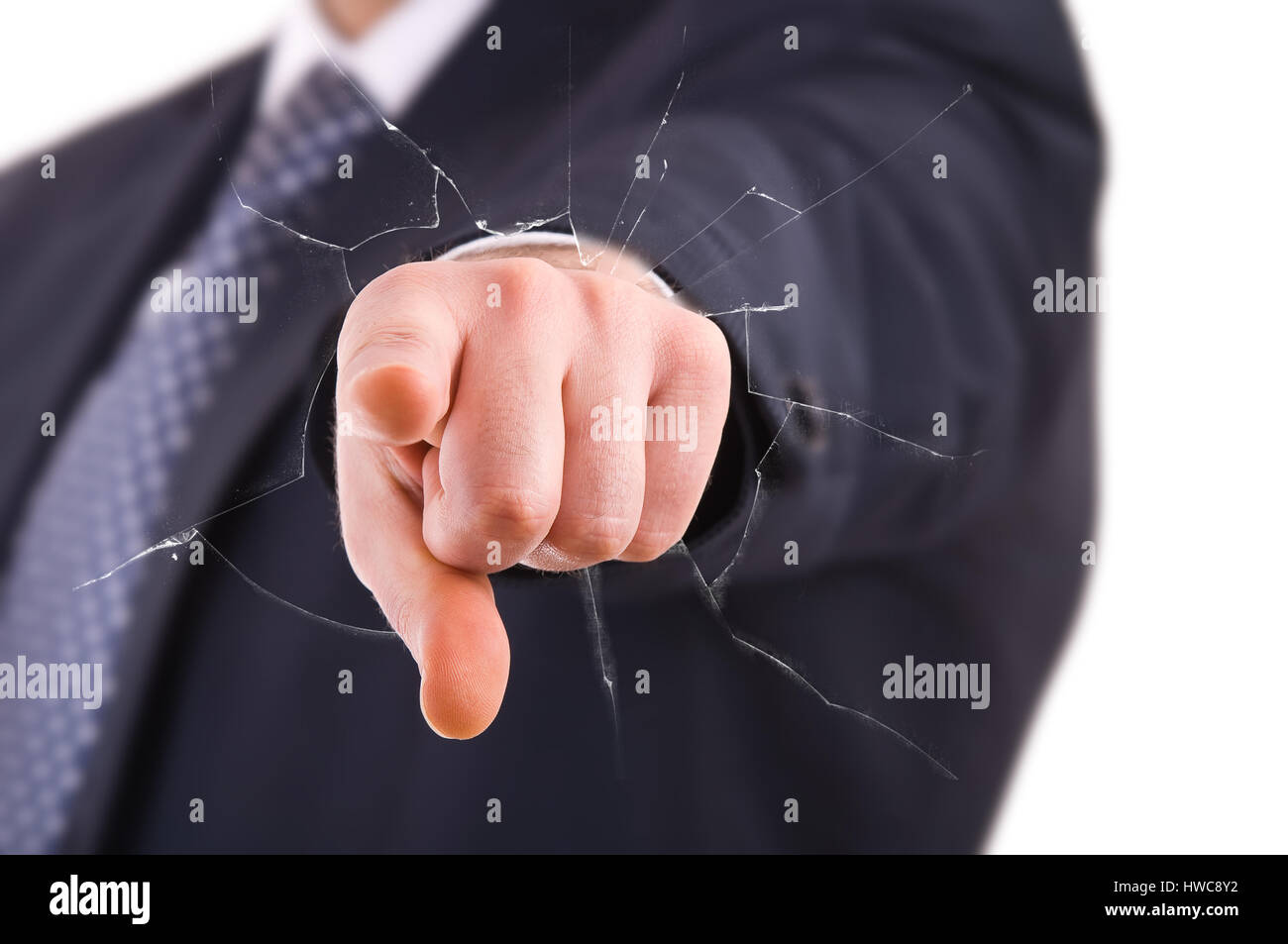 Businessman pointing with finger Stock Photo - Alamy