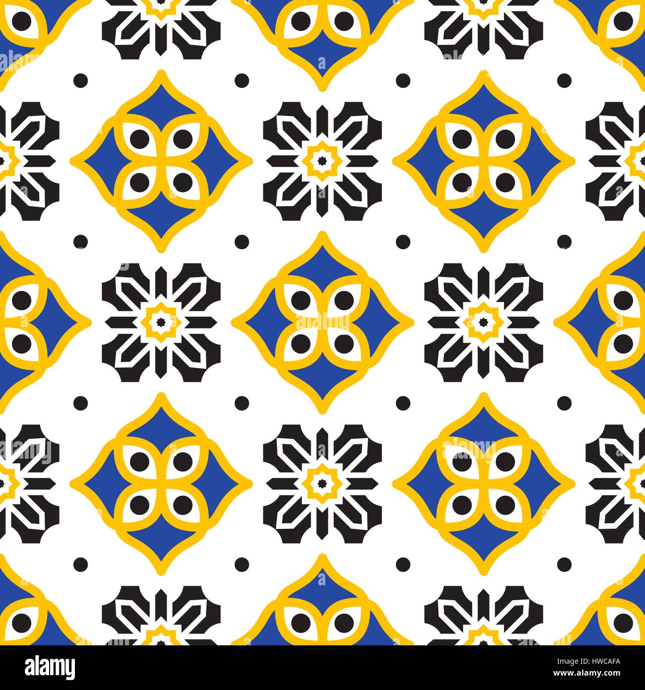 Black and yellow mediterranean seamless tile pattern. Geometric ...