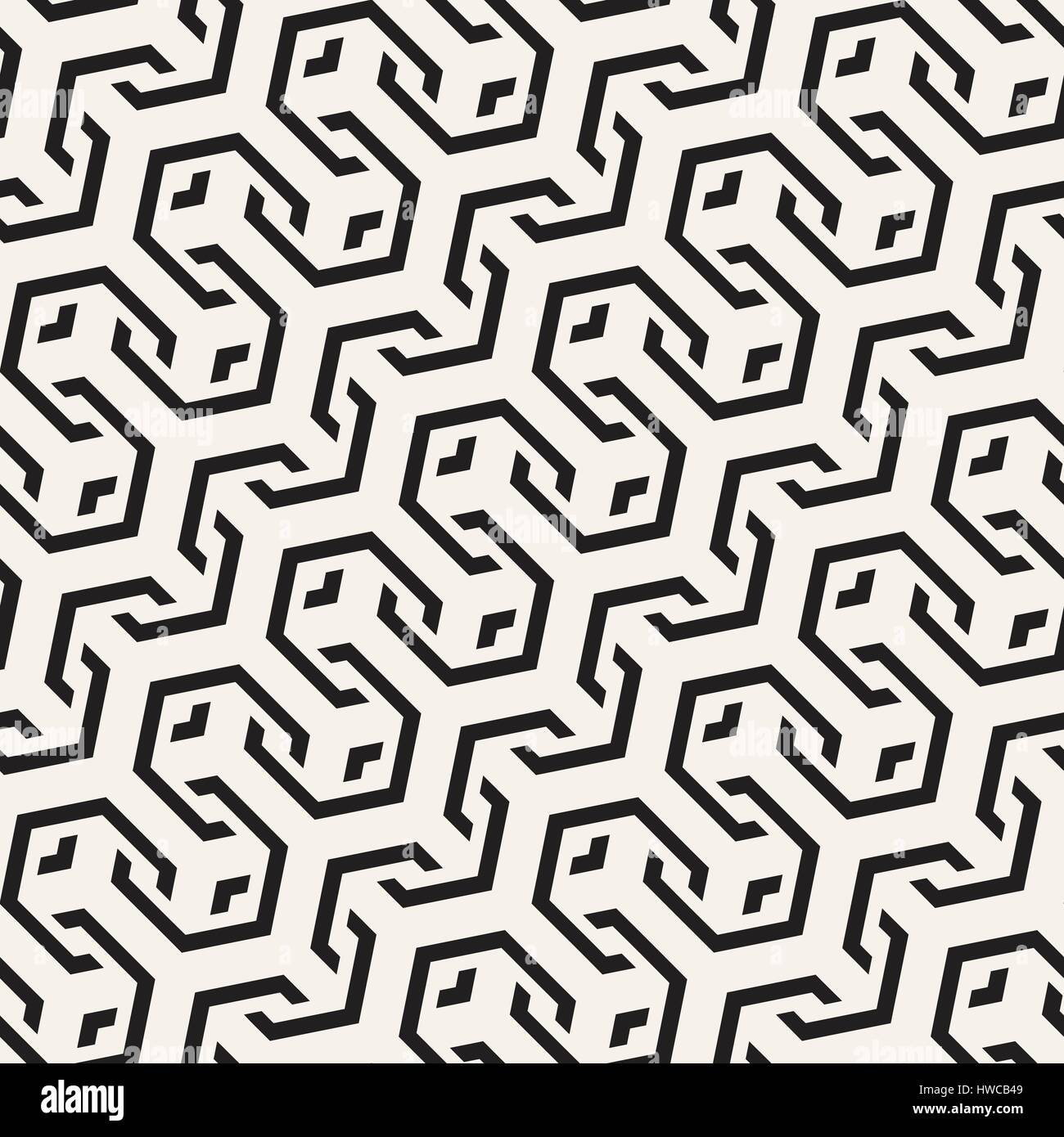 Vector Seamless Interlacing Lines Pattern. Repeating Geometric Background With Hexagonal Lattice ...