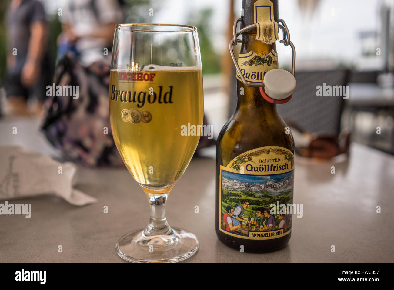 Swiss afternoon beer break Stock Photo - Alamy