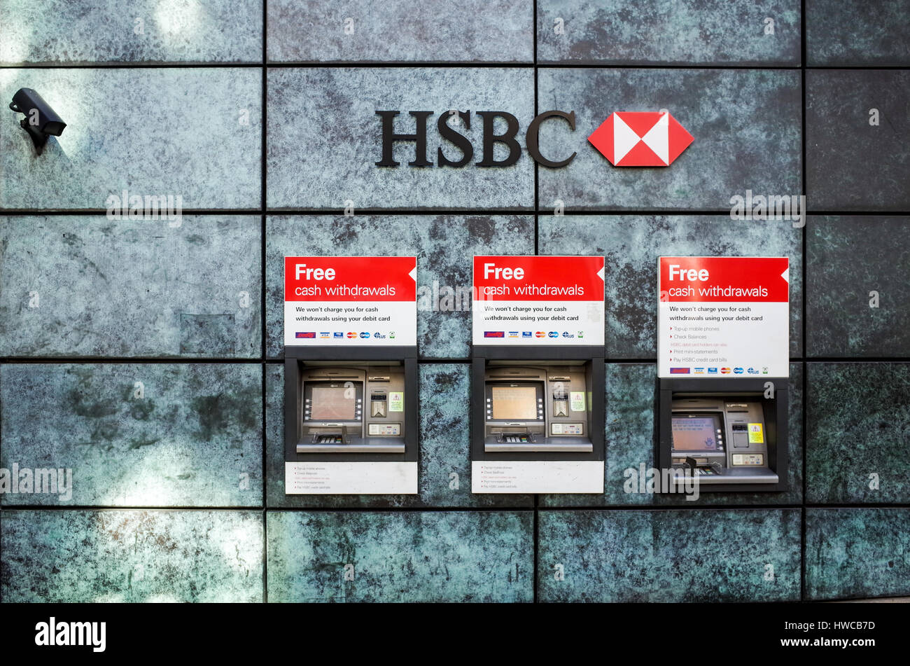 HSBC cashpoints in the City of London Financial District in central ...