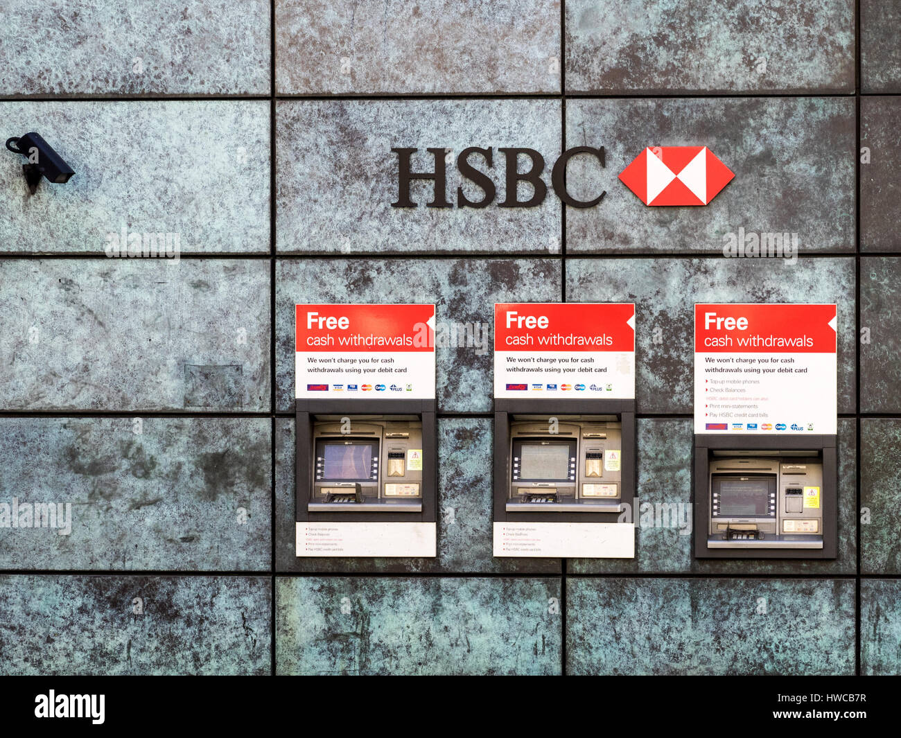 HSBC cashpoints in the City of London Financial District in central ...