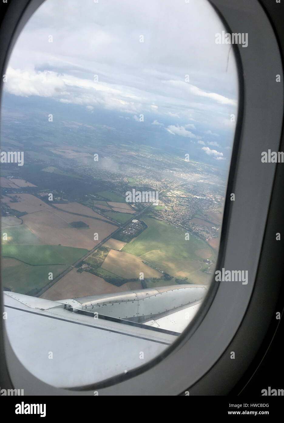 View Of Land from an Airplane window over The UK Stock Photo - Alamy