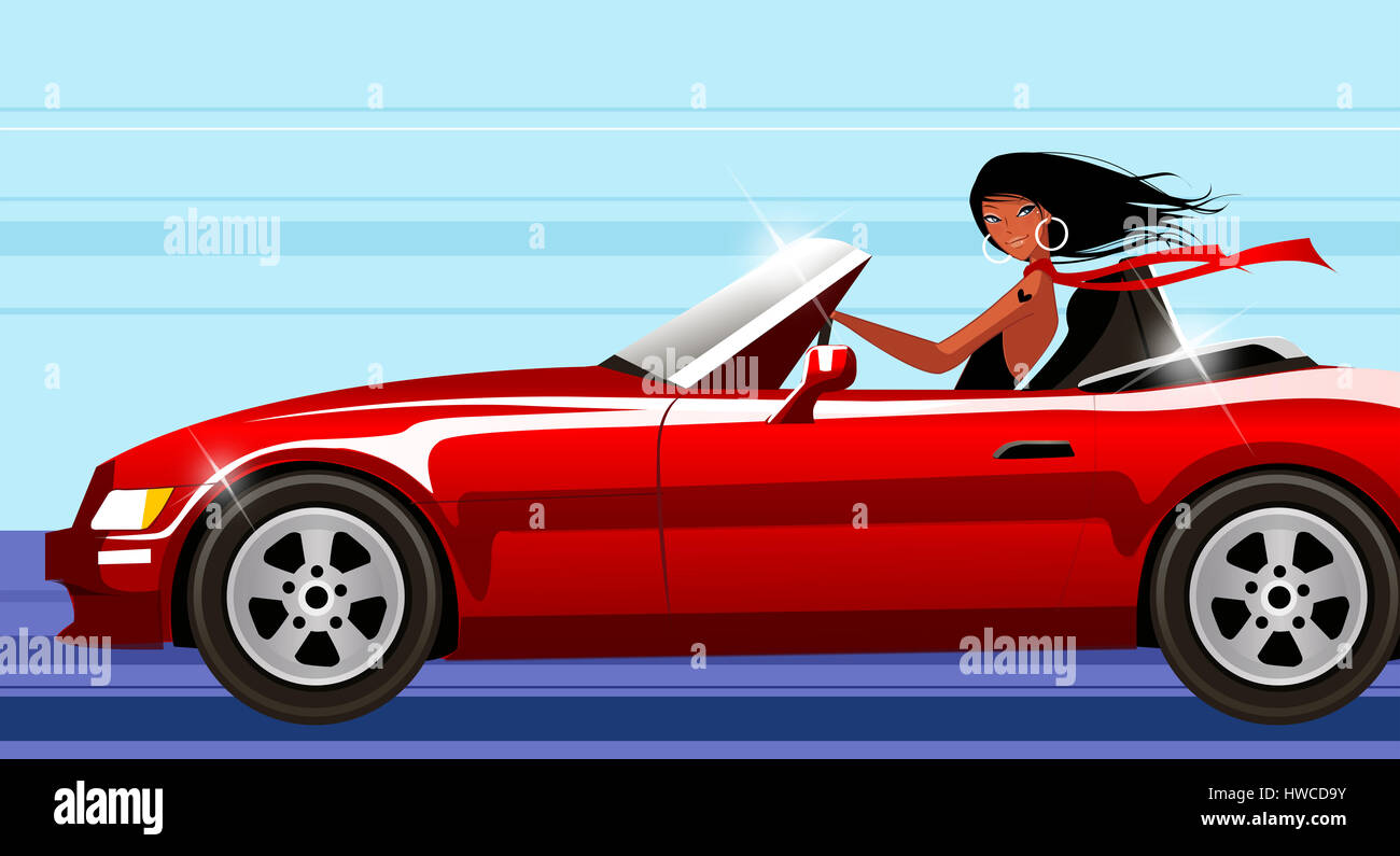 Driving convertible wind hair hi-res stock photography and images - Alamy