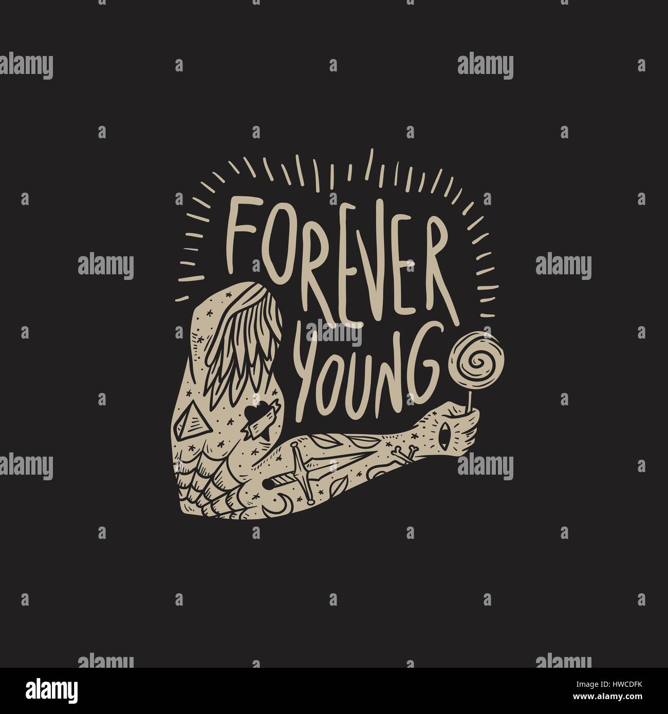 Forever young vector illustration typography Stock Vector Image & Art ...