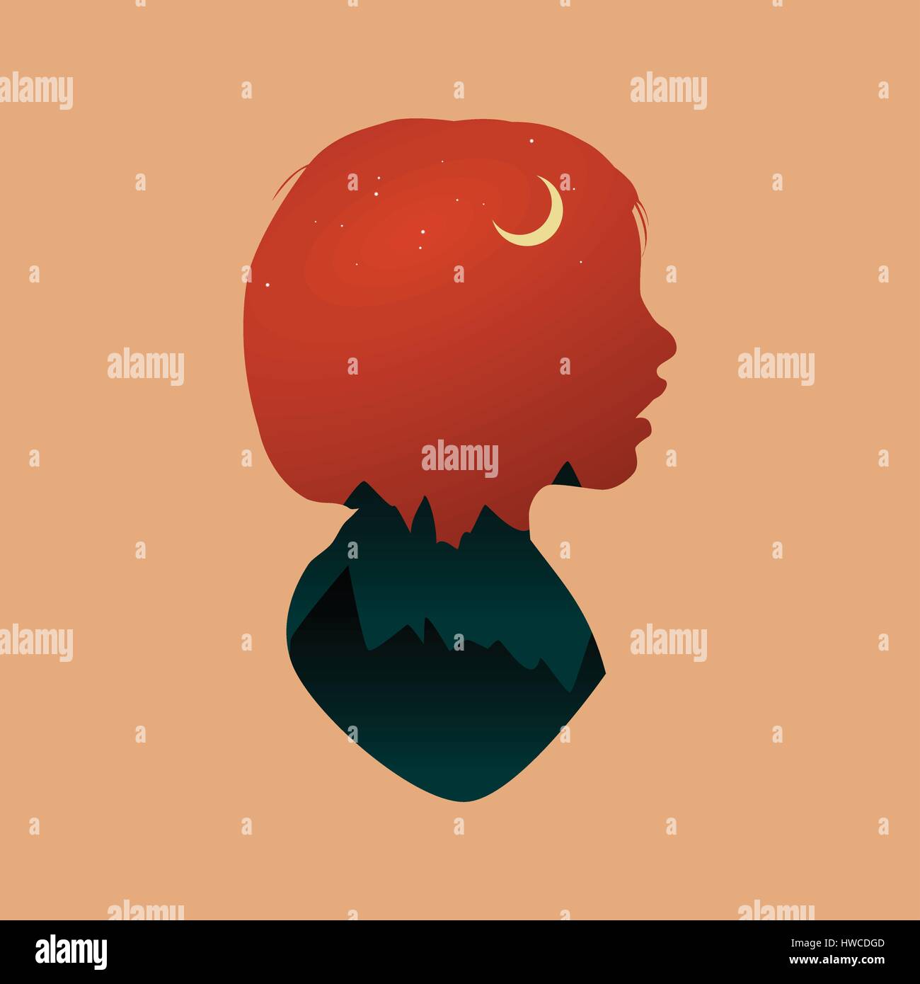 Human Mindset Thinking Aspiration Imagination Concept Stock Vector ...