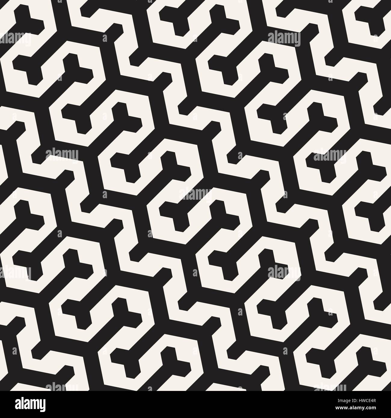 Vector Seamless Interlacing Lines Pattern Repeating Geometric Background With Hexagonal Lattice
