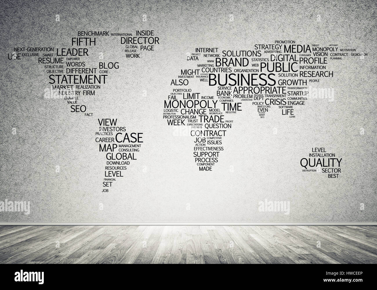 World map in typography Stock Photo - Alamy