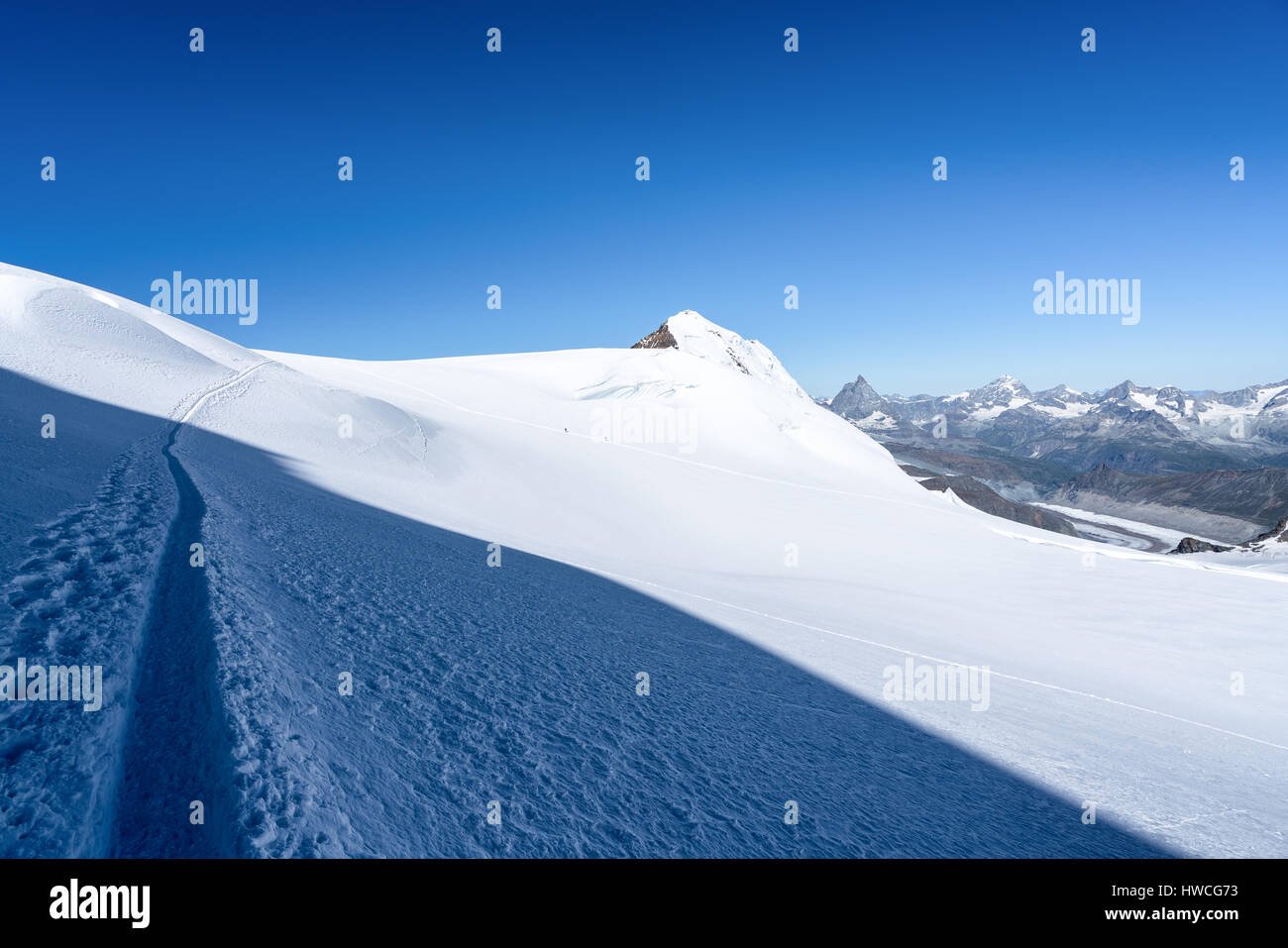 Mountain climbing in the Monte Rosa mountains, North Italy, Alps ...