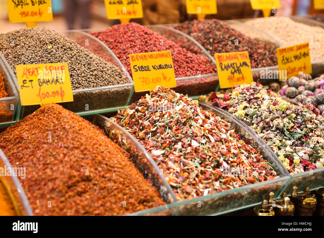 Teas in Spice Bazaar, Istanbul City, Turkey Stock Photo - Alamy
