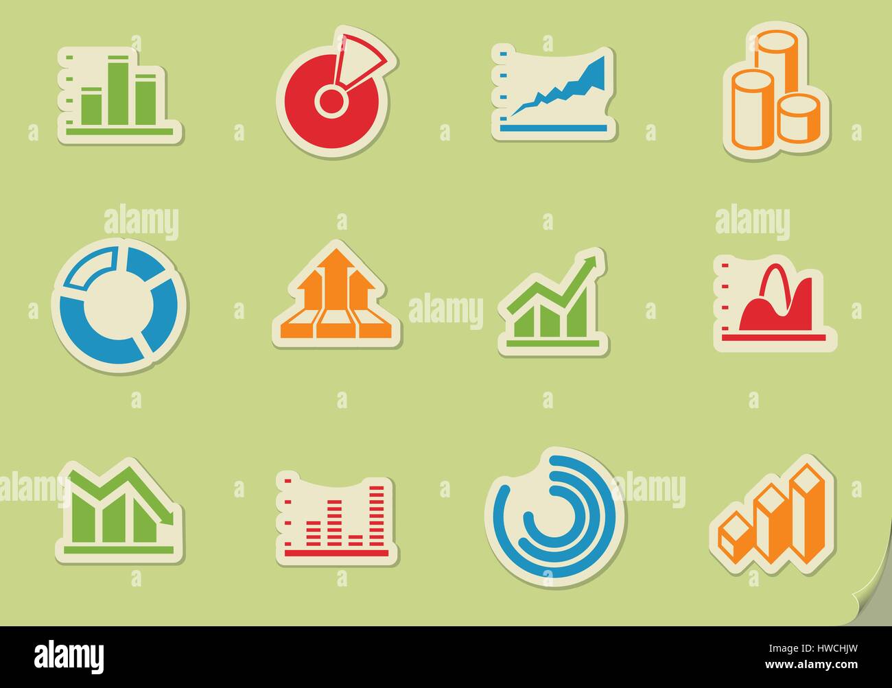 Diagram and infographic vector color icon set Stock Vector Image & Art ...