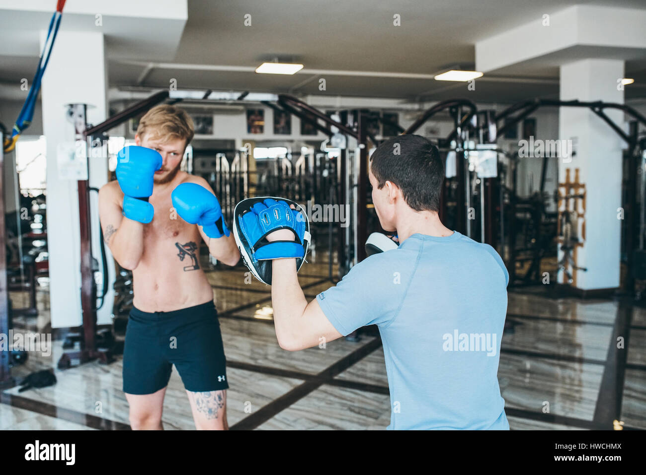 Men practicing boxing in gym Stock Photo - Alamy
