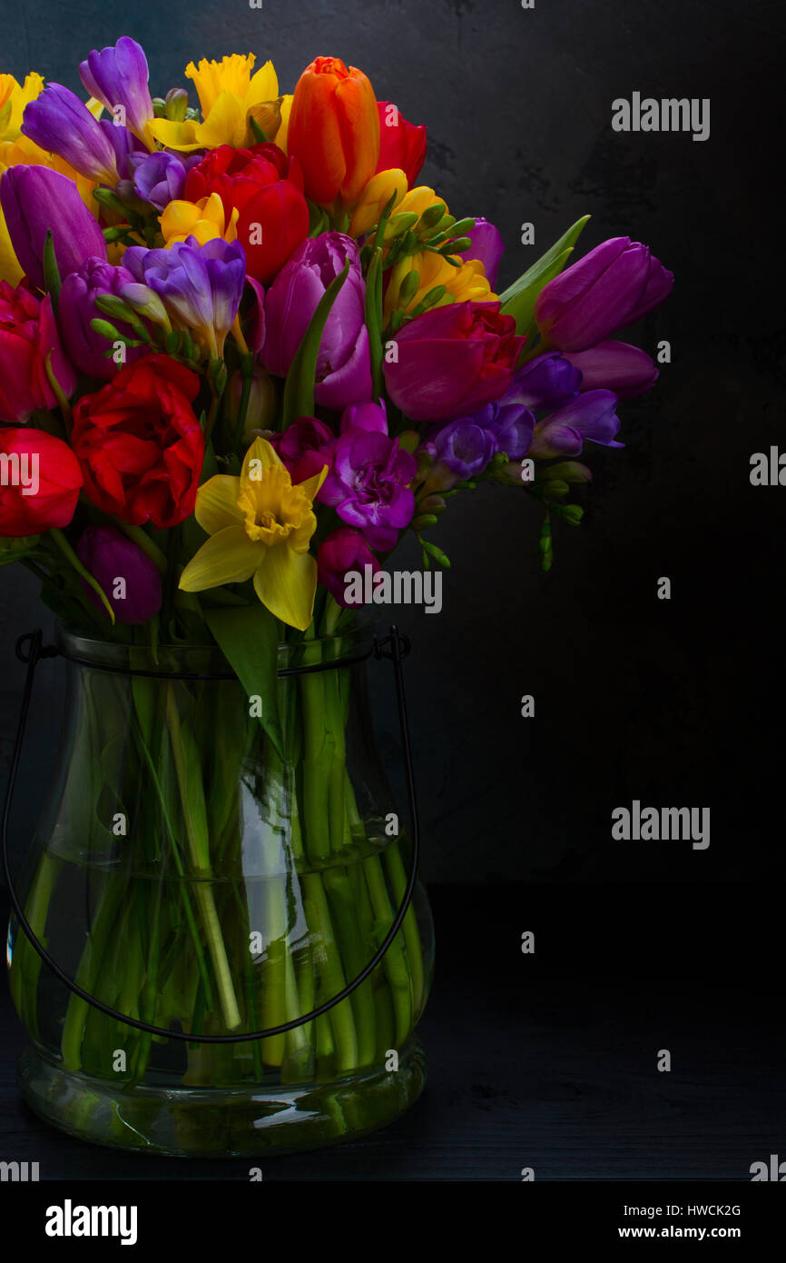 bouquet of bright spring flowers Stock Photo - Alamy