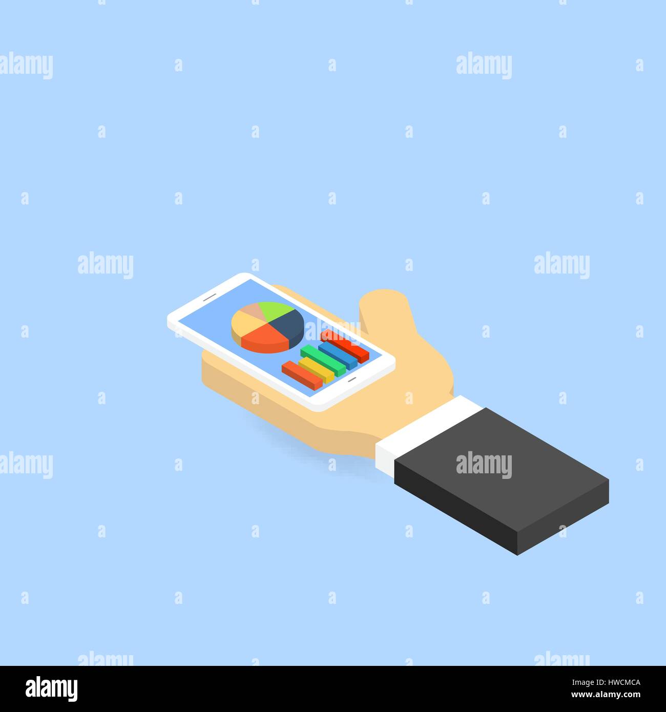 Smartphone with charts and graphs. Vector illustration Stock Vector ...