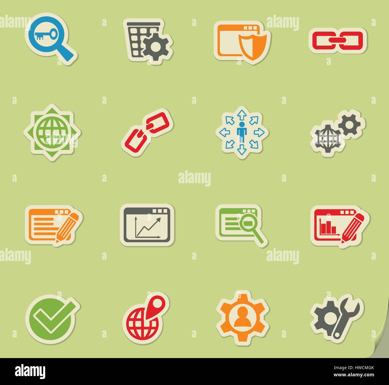 seo and development web icons for user interface design Stock Vector ...