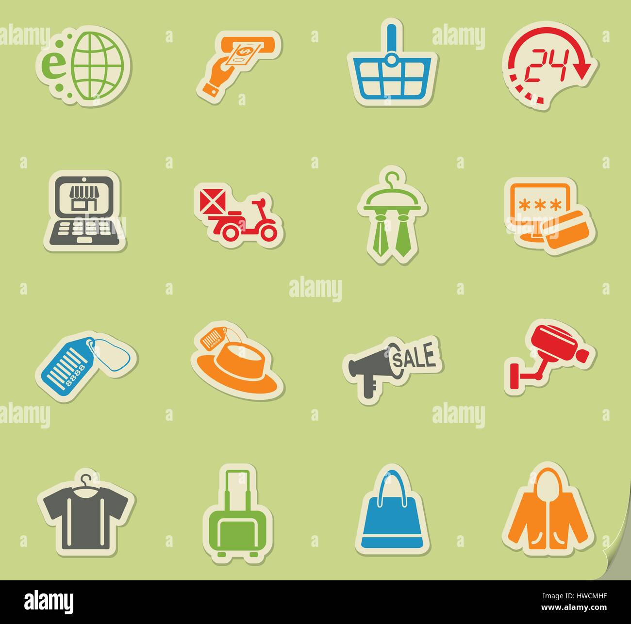 shopping and e-commerce web icons for user interface design Stock ...