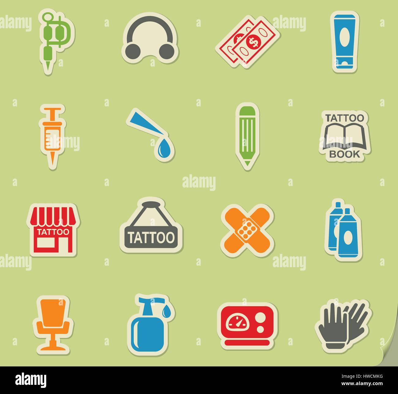 tattoo salon web icons for user interface design Stock Vector Image ...