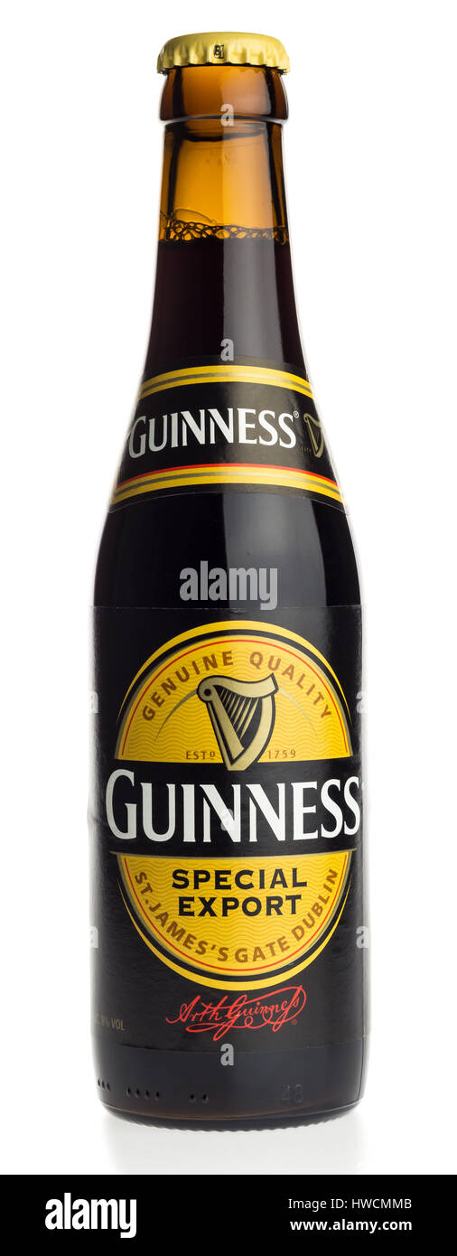 Bottle of Irish Guinness beer isolated on a white background Stock ...