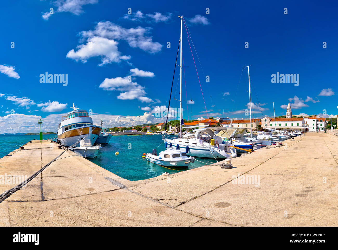Turanj village harbor and waterfront view, Dalmatia, Croatia Stock ...