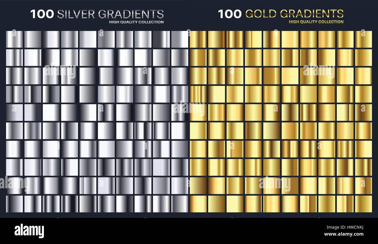 Gold,silver gradient,pattern,template.Set of colors for design ...