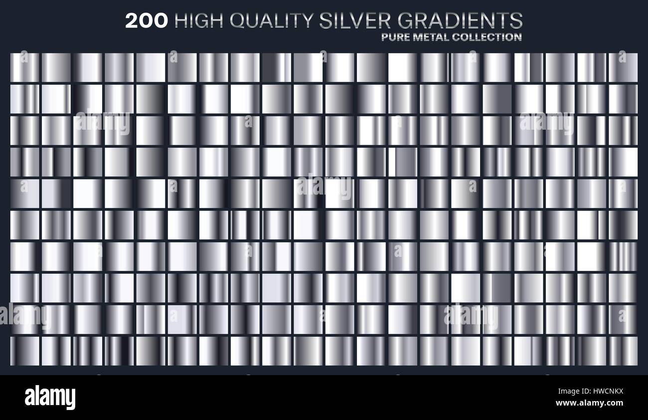Silver gradient,pattern,template.Set of colors for design,collection of ...
