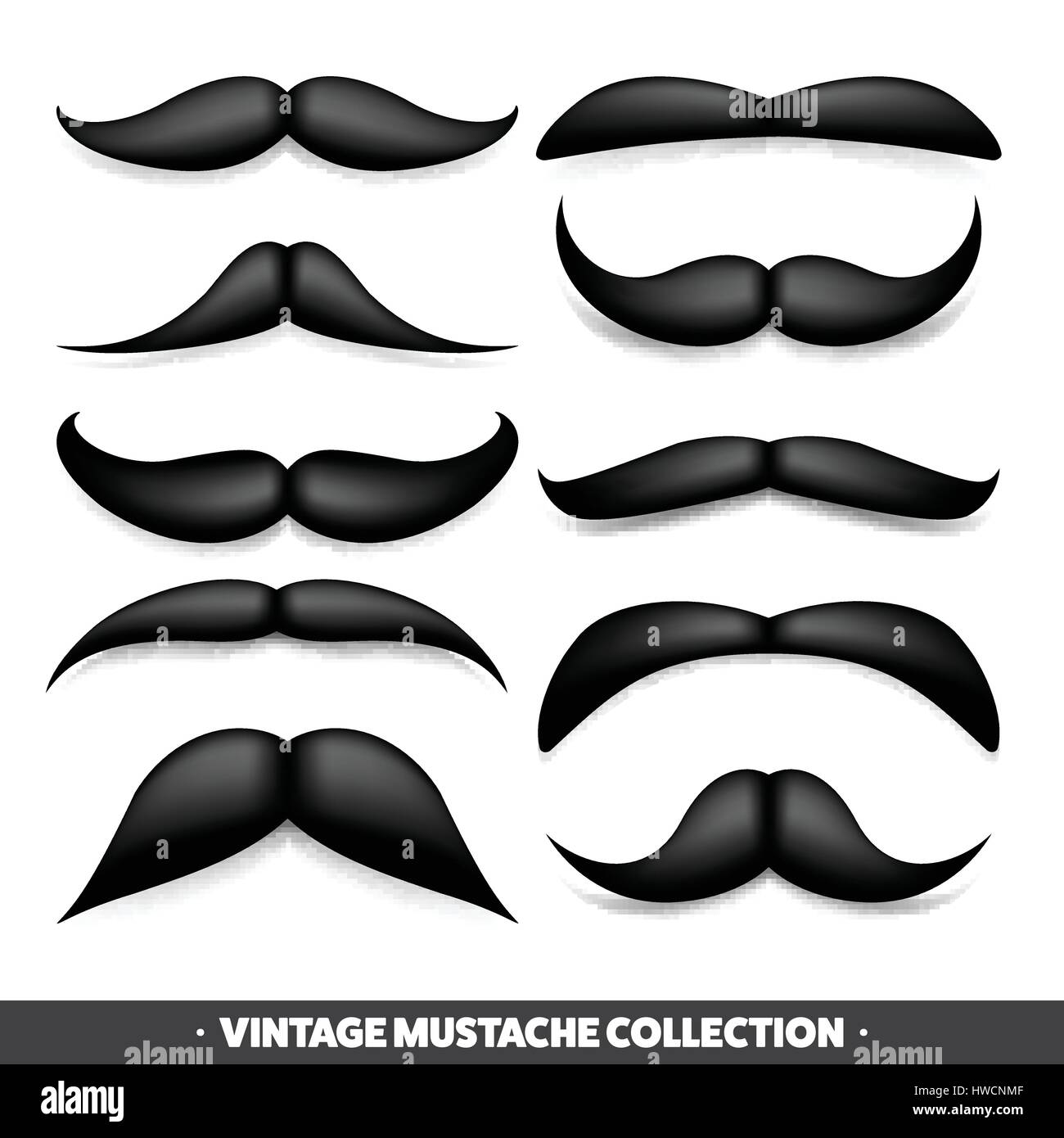 Mustache isolated on white. Black vector vintage moustache. Facial hair ...