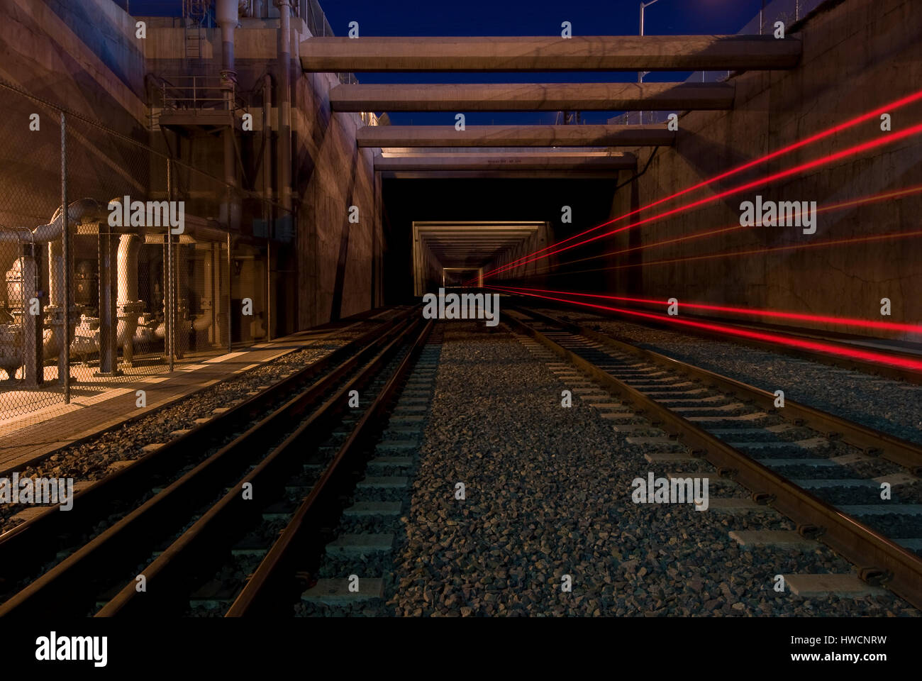 Alameda Corridor at night in city of Alameda, California Stock Photo ...