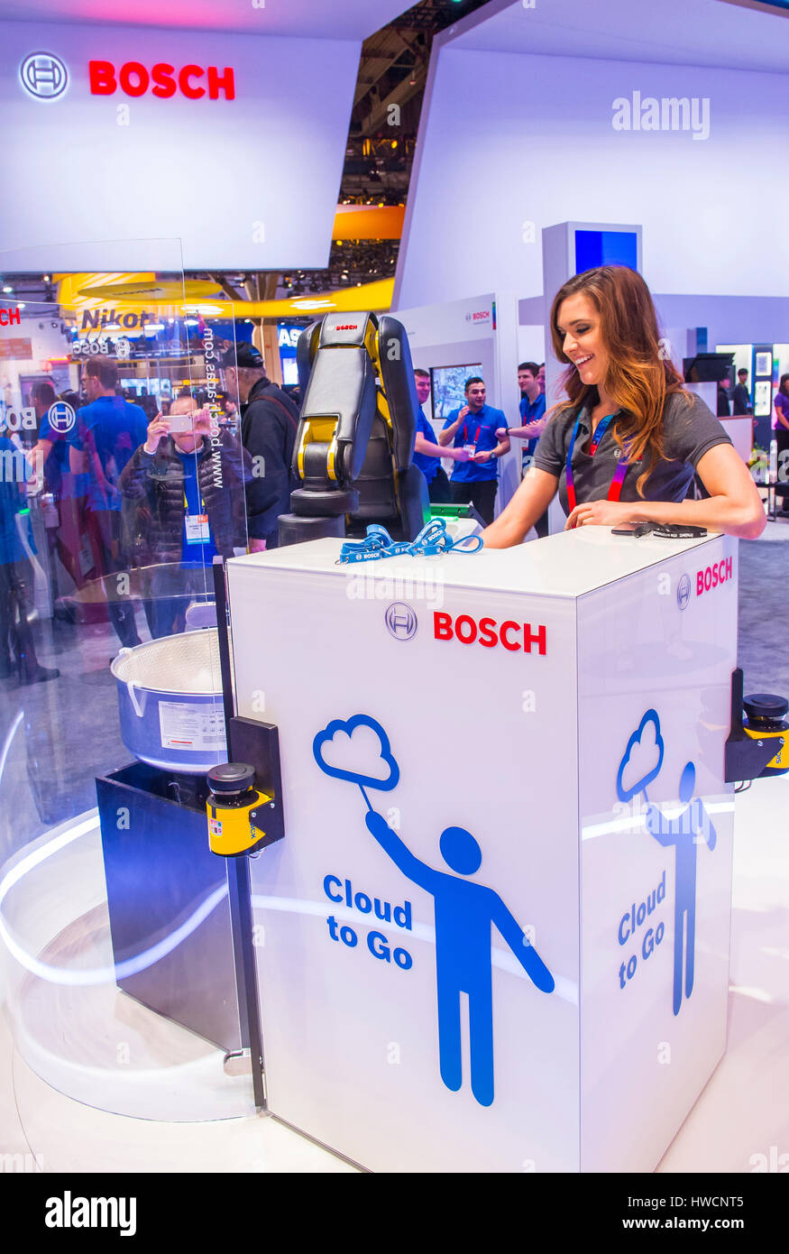 LAS VEGAS - JAN 08 : The Bosch booth at the CES show in Las Vegas on ...