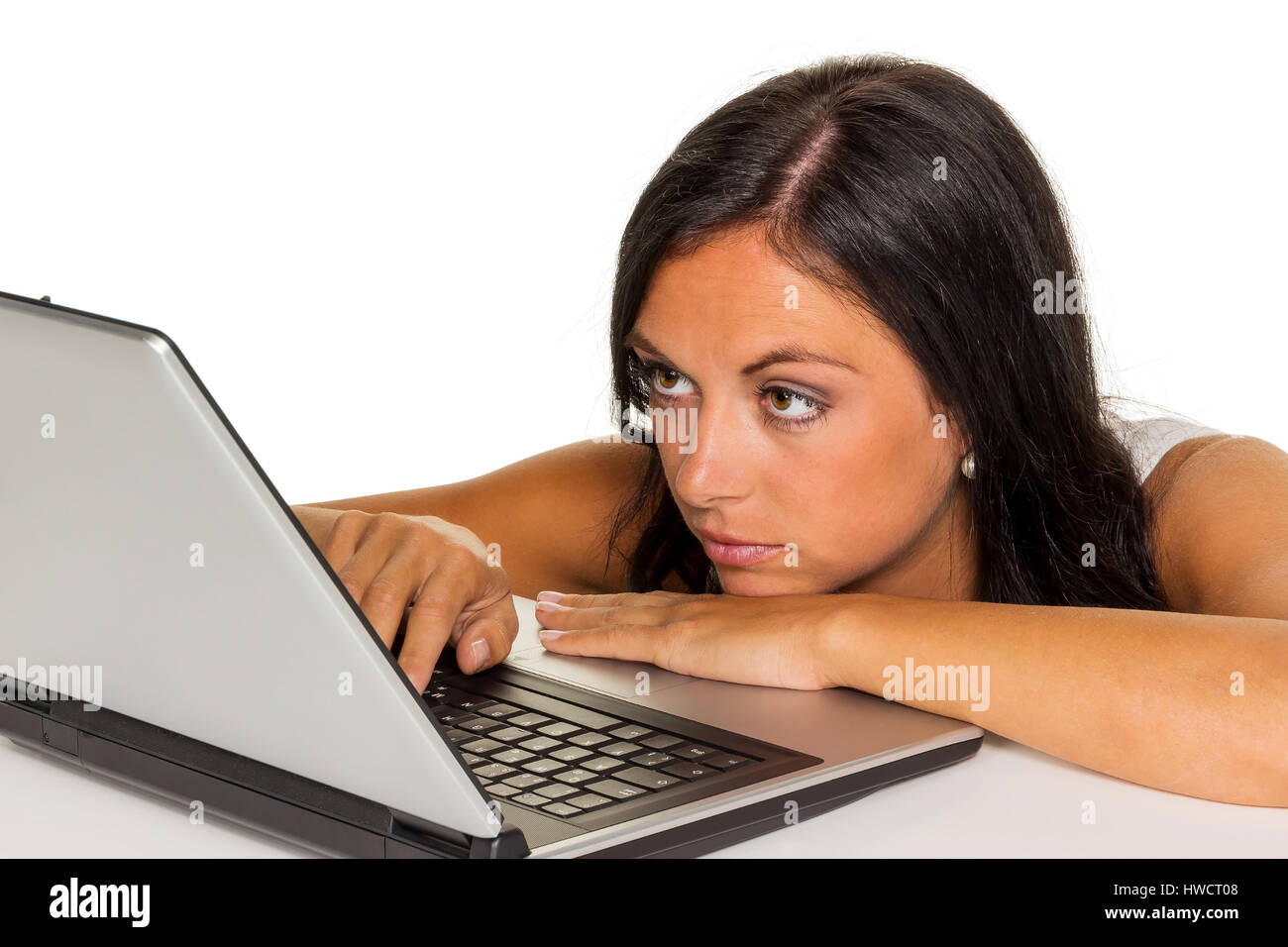 Woman with laptop, Frau mit Laptop Stock Photo - Alamy