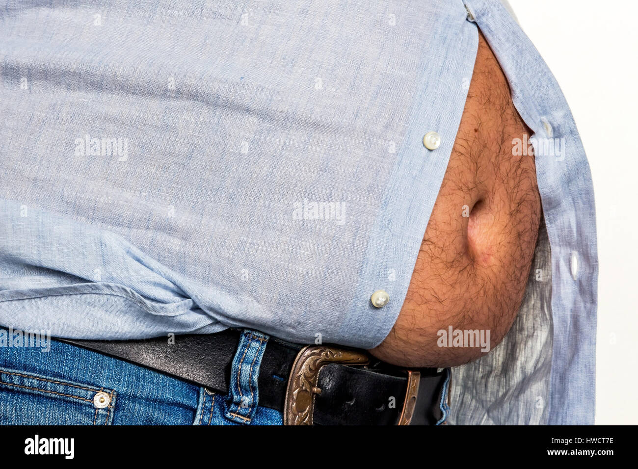 Man with overweight. Symbolic photo for beer belly, fruitless diets and ...
