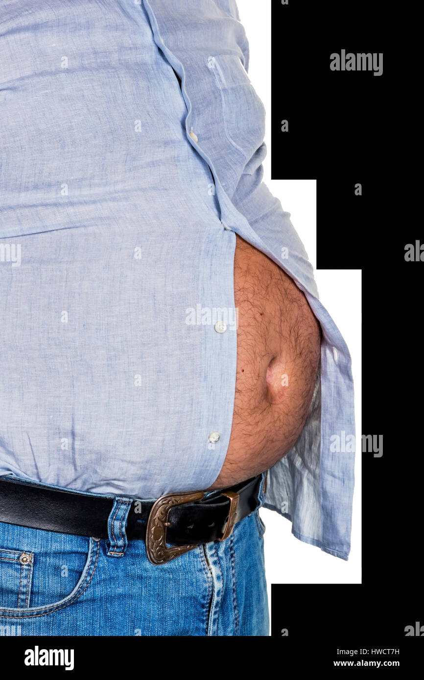 Man with overweight. Symbolic photo for beer belly, fruitless diets and ...