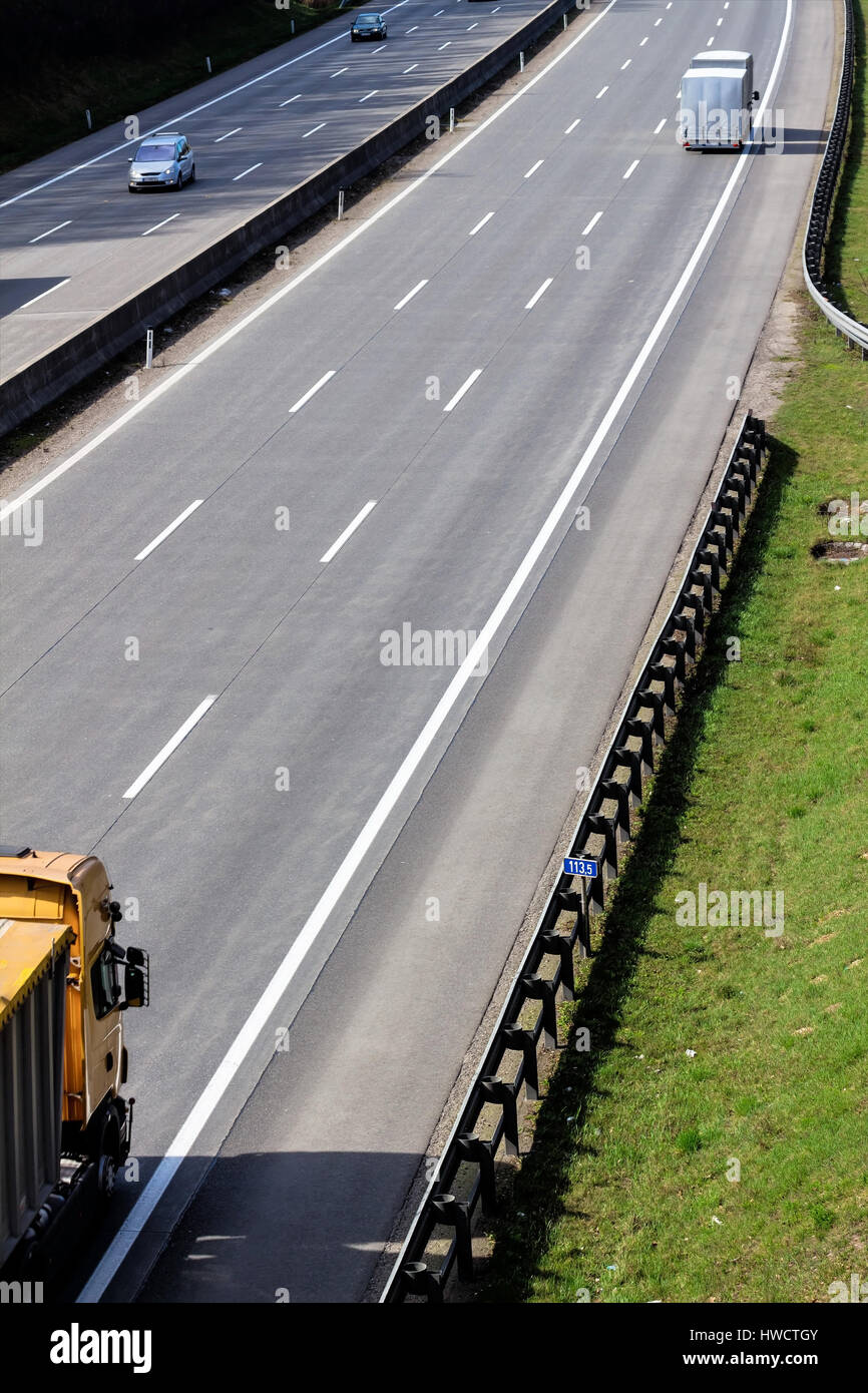 Trucks on the highway. Transport on the street for goods., Lastwagen ...