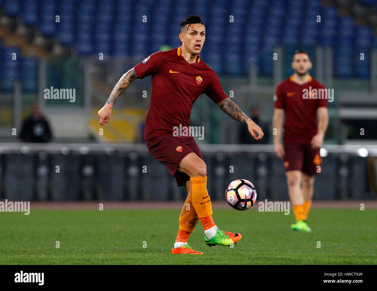 Rome, Italy. 19th Mar, 2017. Roma Leandro Paredes in action during the ...