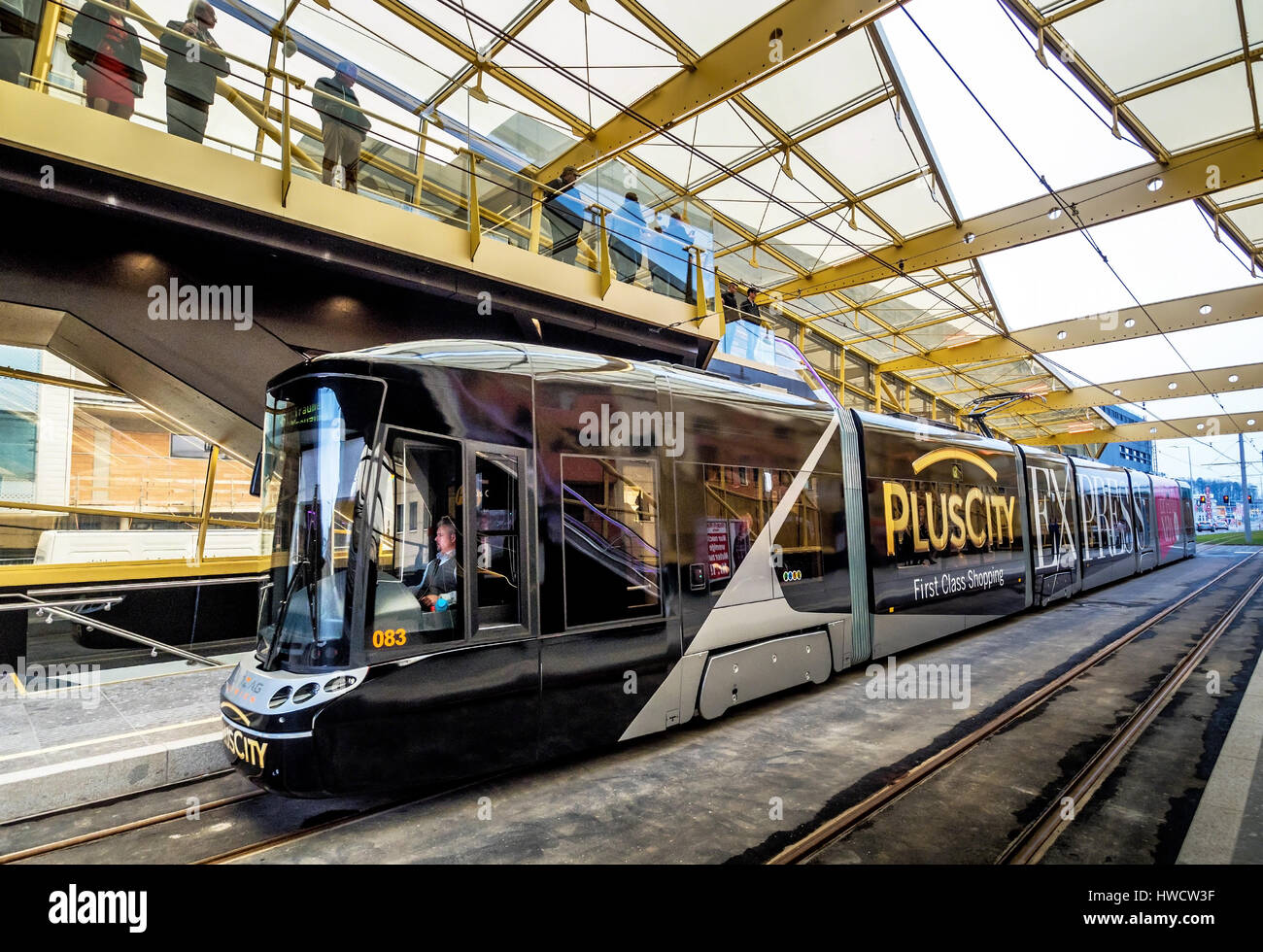 First journey of the new streetcar to the plus city, Erstfahrt der ...