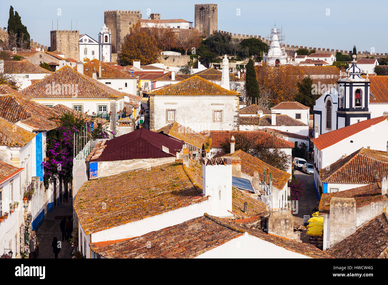 Old Town in Obidos, Portugal. Obidos, Centre, Portugal Stock Photo - Alamy