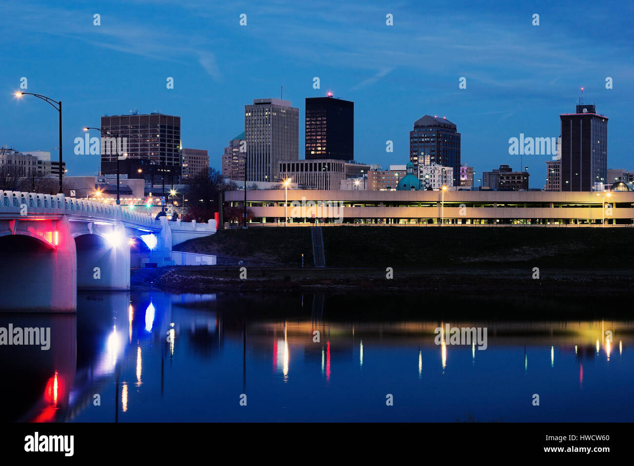 Dayton Ohio Skyline At Night Dayton Wall Art Black And White: The