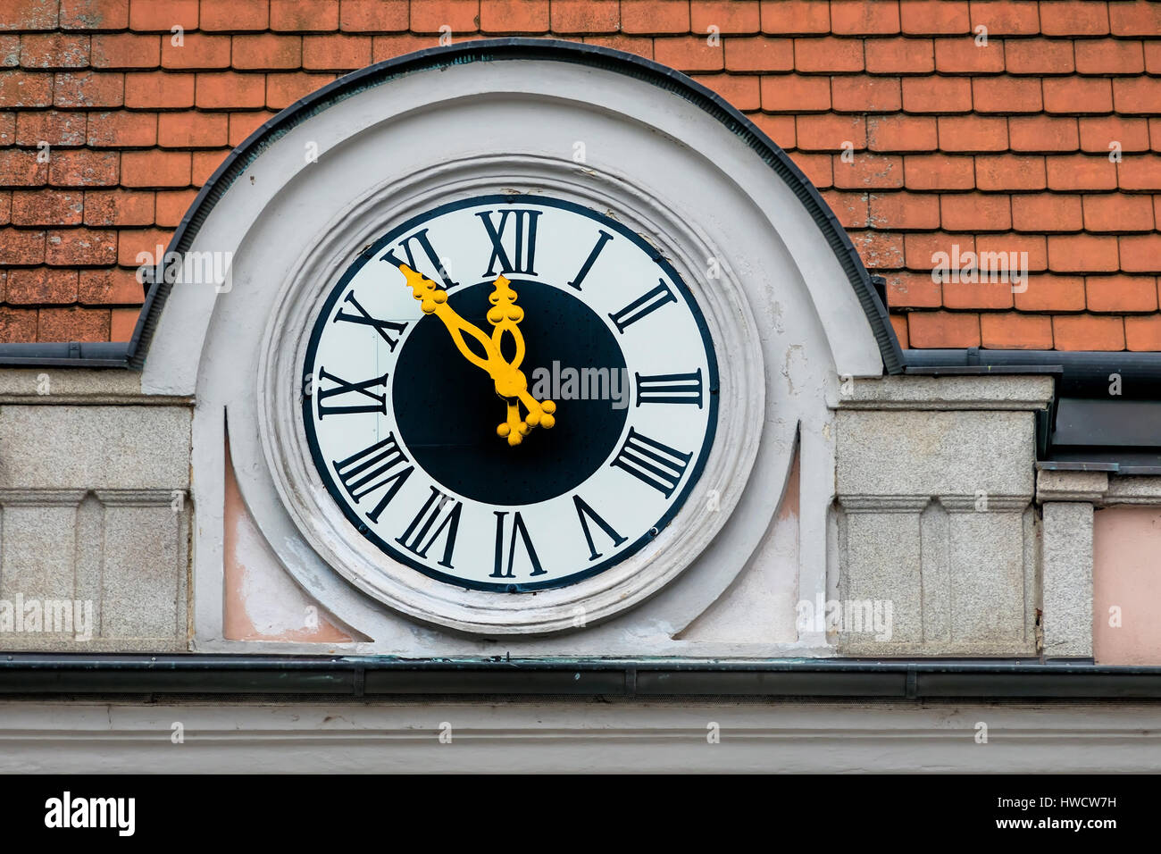 Clock in the city hall, symbol for empty cashes at the municipalities ...