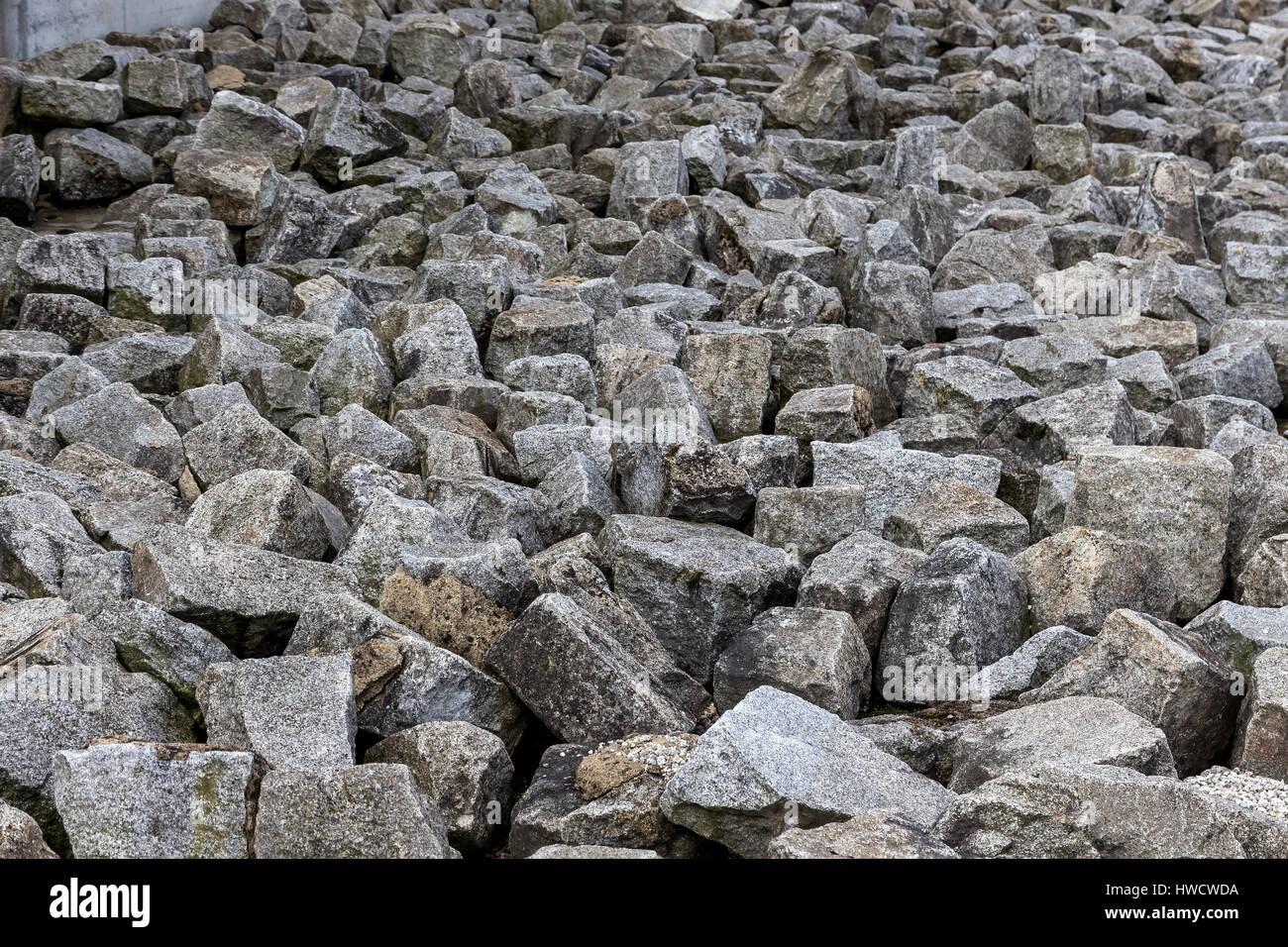 A pile from natural stones lies side by side. Symbolic photo, Ein ...