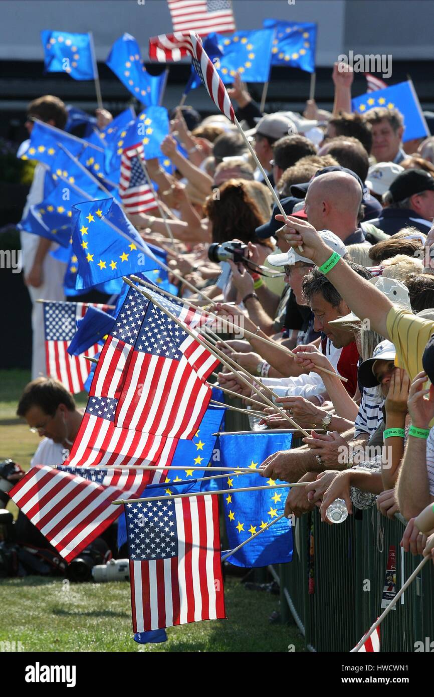 FANS WAVING FLAGS 37TH RYDER CUP VALHALLA LOUISVILLE KENTUCKY USA 18 ...