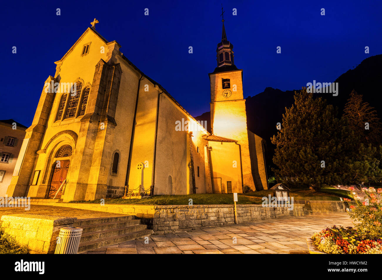 St Michel Church in Chamonix. Chamonix, Auvergne-Rhone-Alpes, France ...