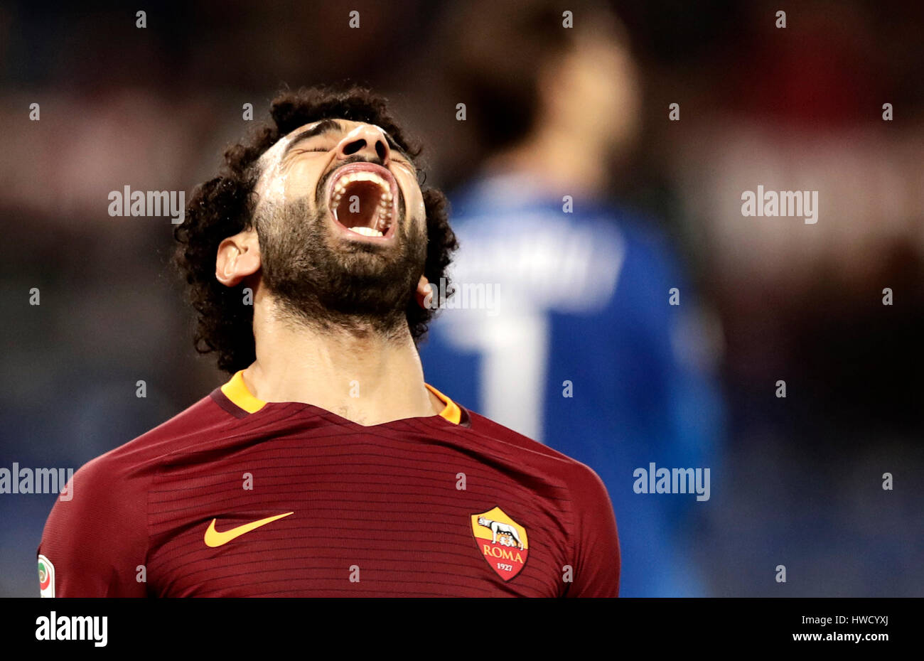 Rome, Italy. 19th Mar, 2017. Roma Mohamed Salah celebrates after ...