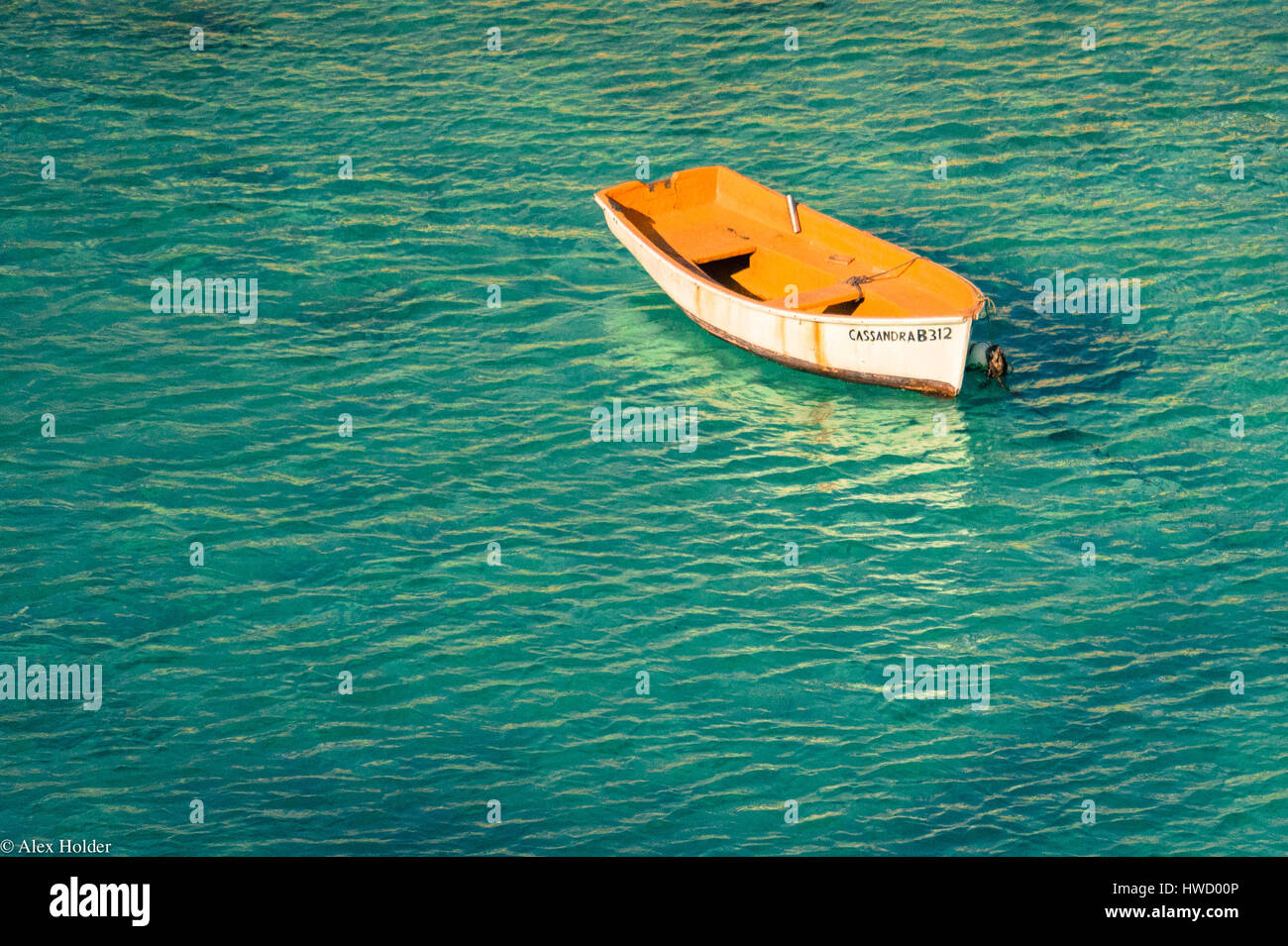 Caribbean sea and a row boat Stock Photo - Alamy