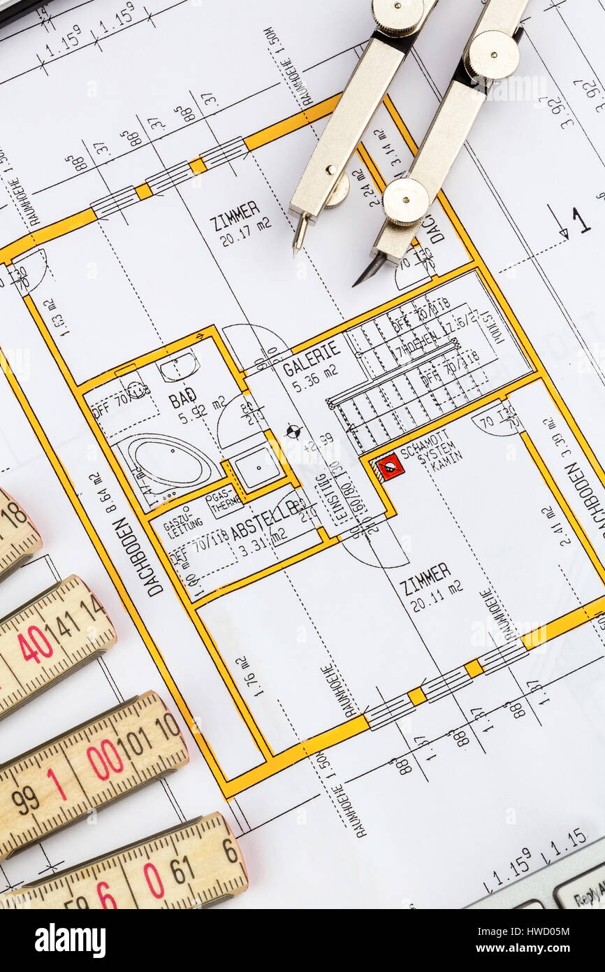An architect's plan of an architect for the construction of a new ...