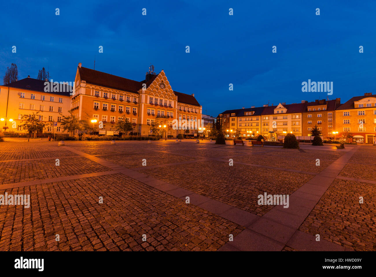 Town Hall on Main Square in Cesky Tesin. Cesky Tesin, Moravian-Silesian ...