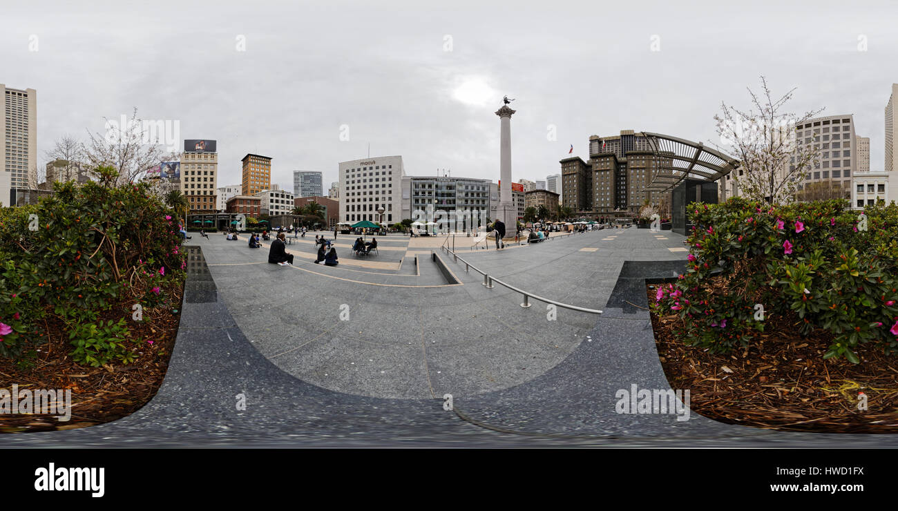 A 360 degree view of Union Square in San Francisco Stock Photo - Alamy