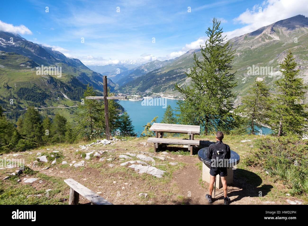 France, Savoie, Vanoise Massif, dam of Tignes, walkers Stock Photo - Alamy