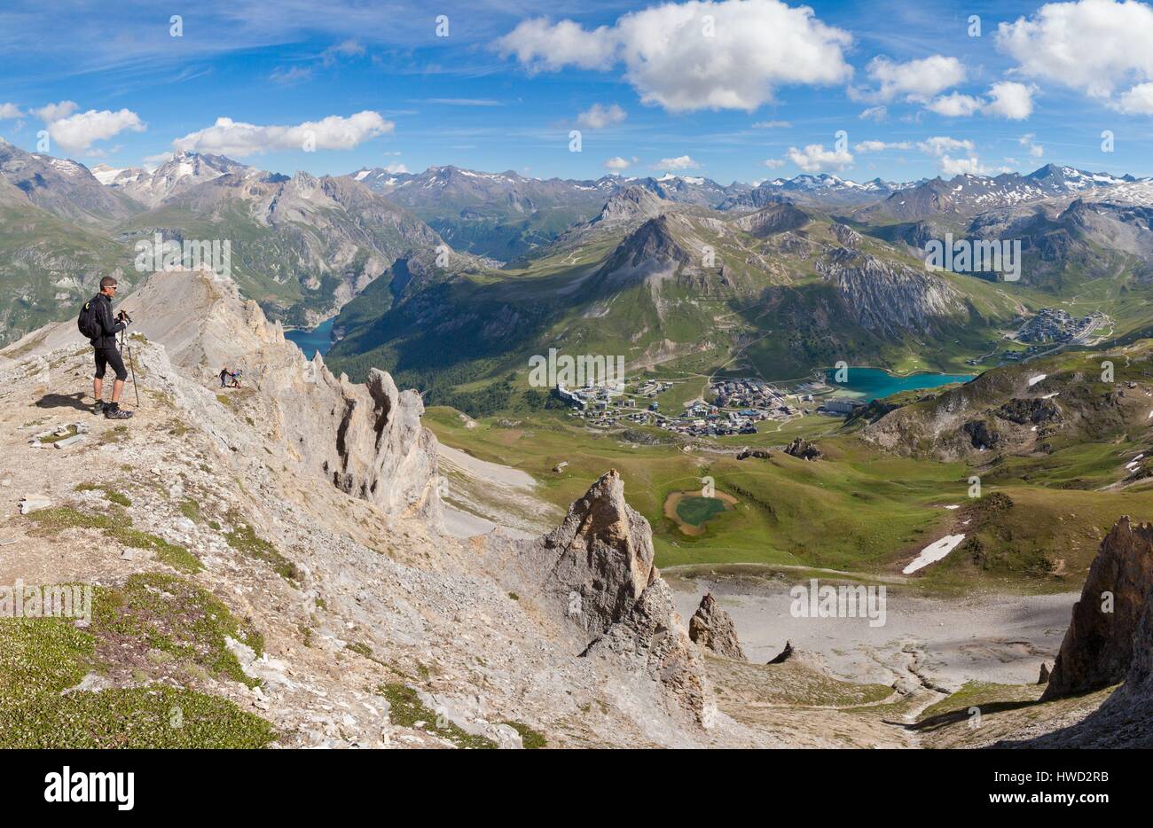 France, Savoie, Vanoise Massif, Seen on the village of Tignes and the ...