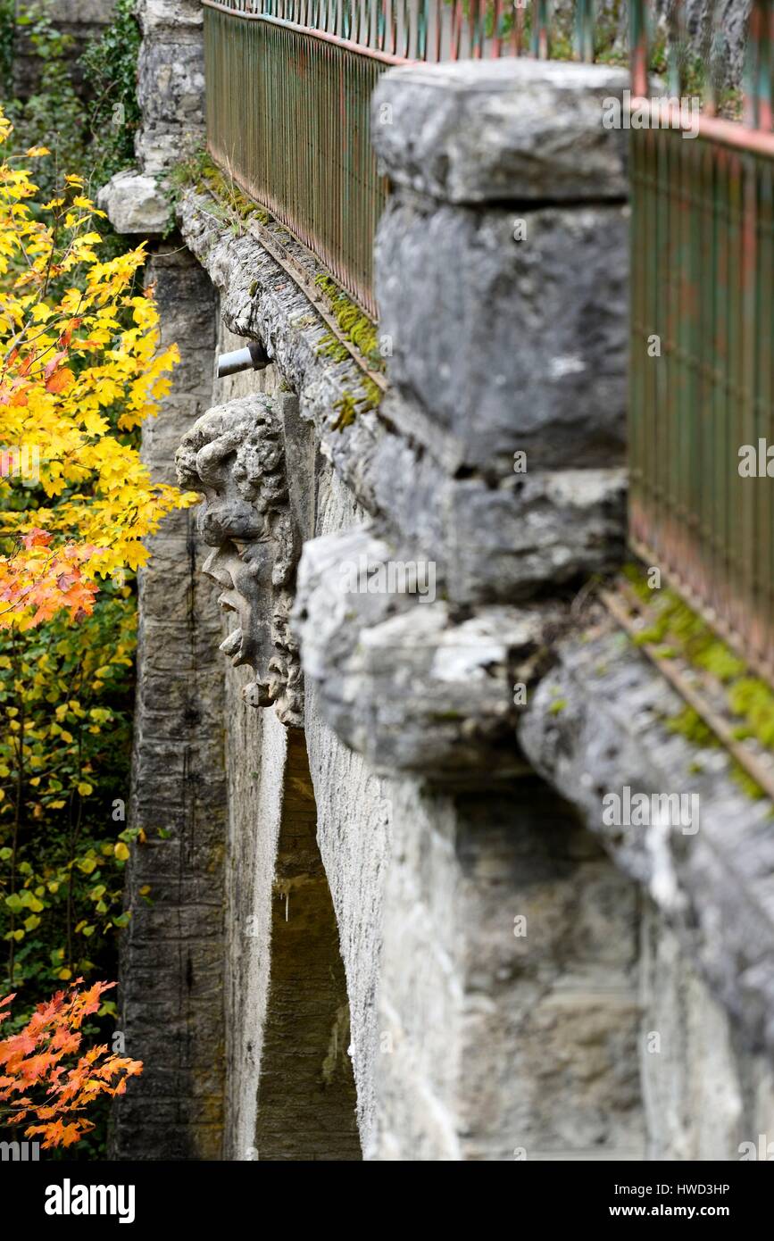 France, Doubs, Crouzet Migette, Pont du Diable, bridge, carving the ...