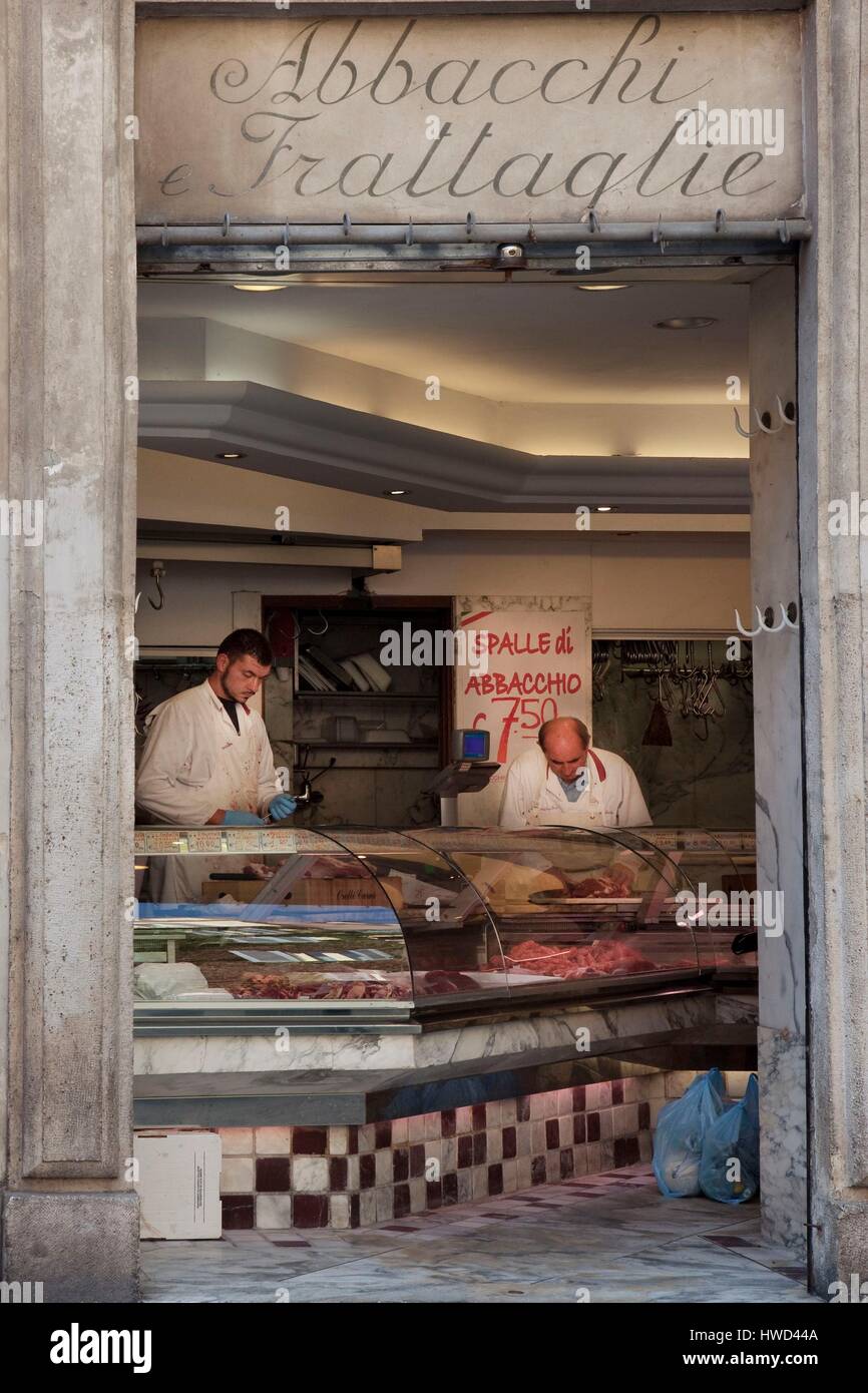 Italy, Latium, Rome, Campo de Fiori, Butcher Stock Photo - Alamy