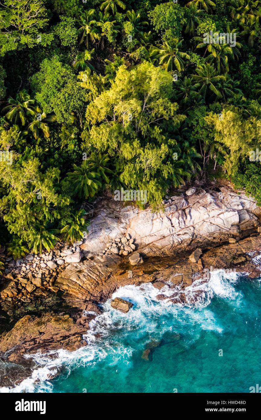 Seychelles, Mahe island, Port Launay (aerial view Stock Photo - Alamy